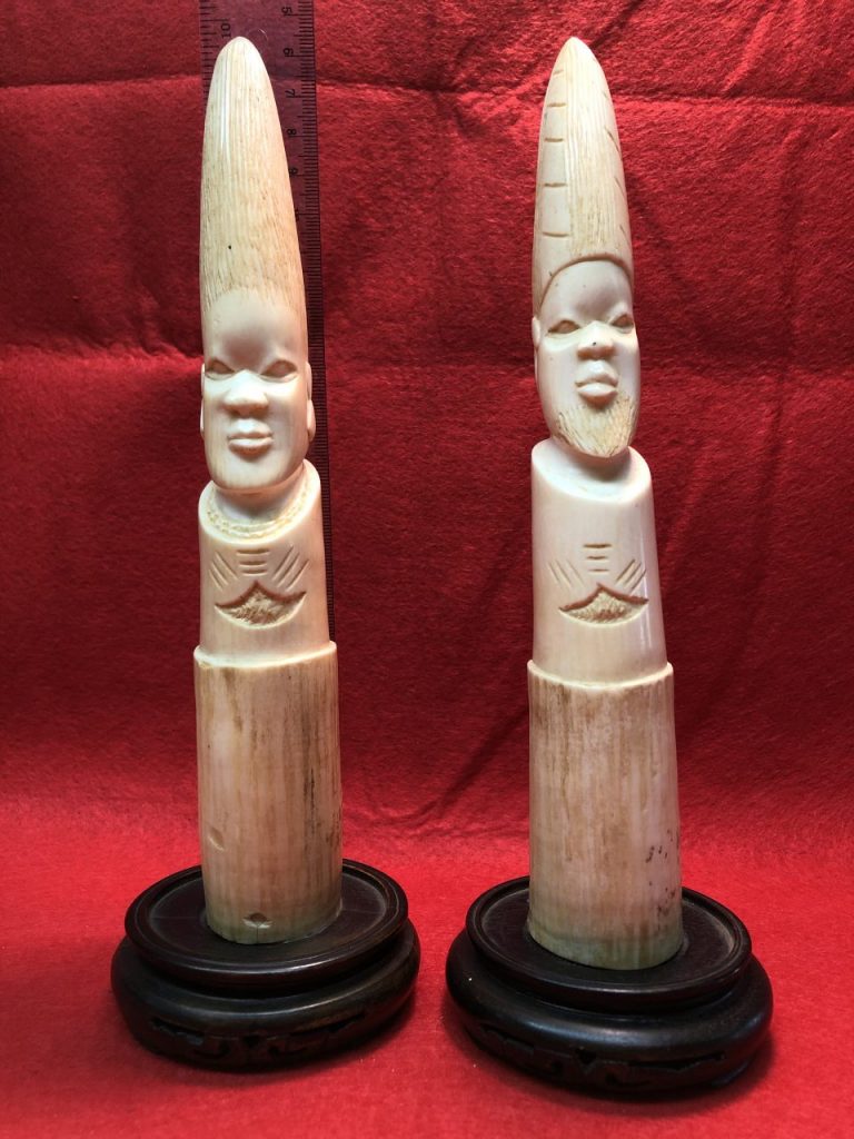 Vintage Carved Bone / Ivory Pair - Fossils & Artifacts for Sale | Paleo ...